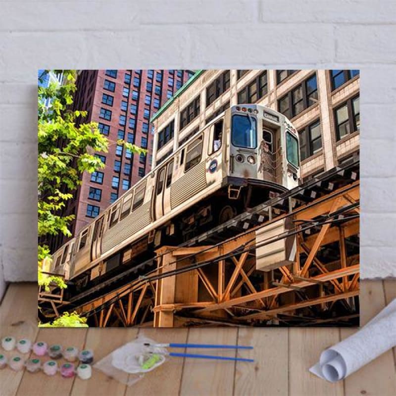 Historic Chicago El Train Paint By Numbers Kit – Adult Paint By Numbers