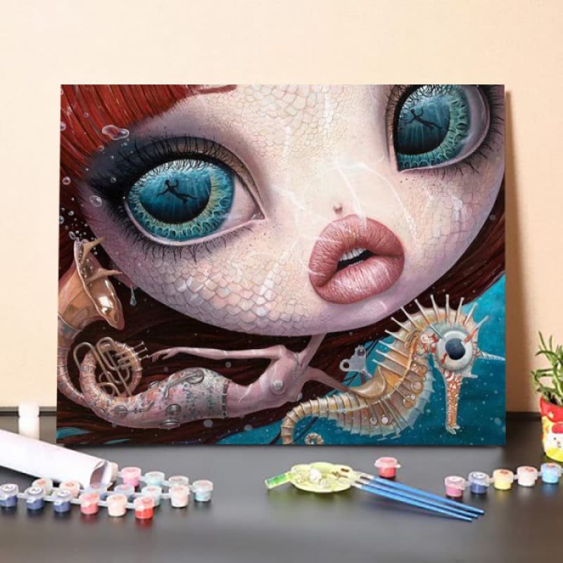 Paint By Numbers Kit-Big Headed Mermaid – Adult Paint By Numbers