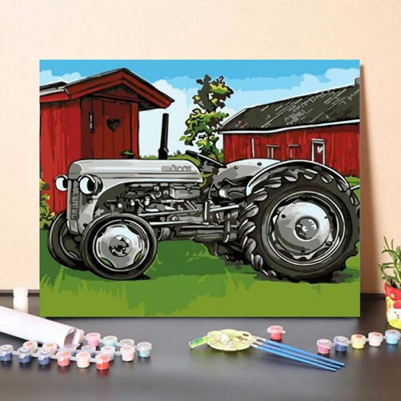 Paint By Numbers Kit Gray Tractor – Adult Paint By Numbers