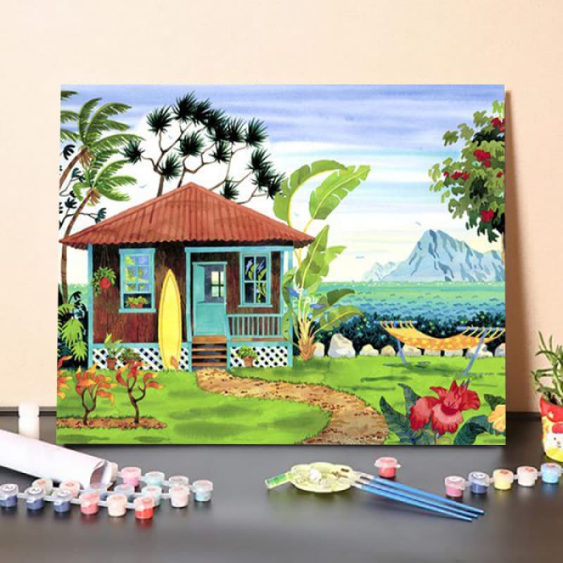 Paint By Numbers Kit-Tropical House – Adult Paint By Numbers