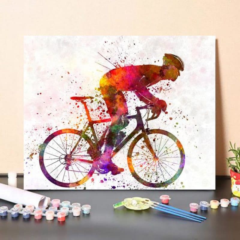 Paint By NumbersKit Cyclist Road Bicycle – Adult Paint By Numbers