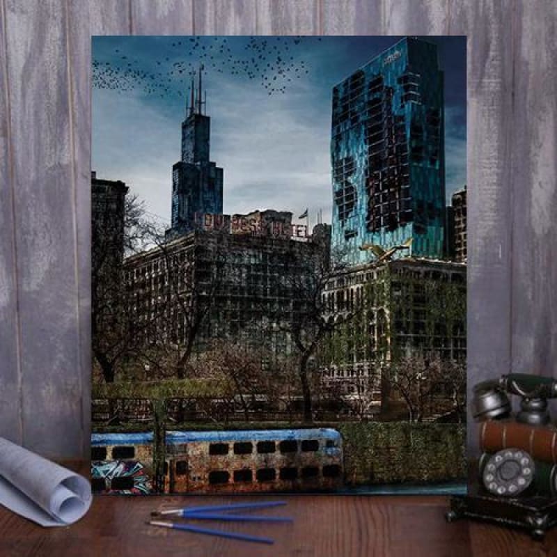Post Apocalyptic Chicago Paint By Numbers Kit – Adult Paint By Numbers